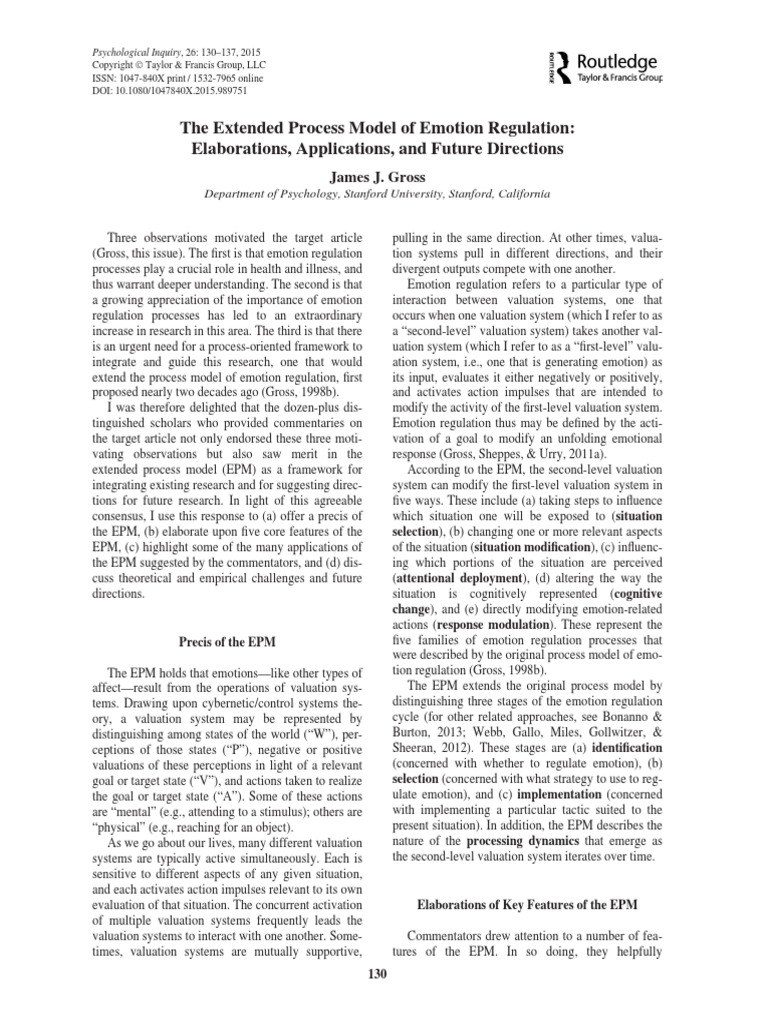 The Extended Process Model of Emotion Regulation: Elaborations ...