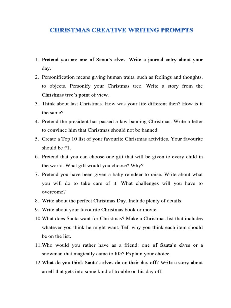 Creative Christmas Writing Prompts | PDF