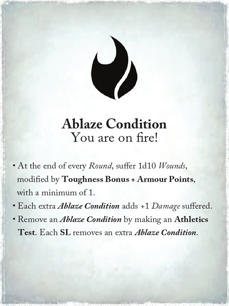 WFRP 4th Edition Condition Cards | PDF | Wound | Leisure