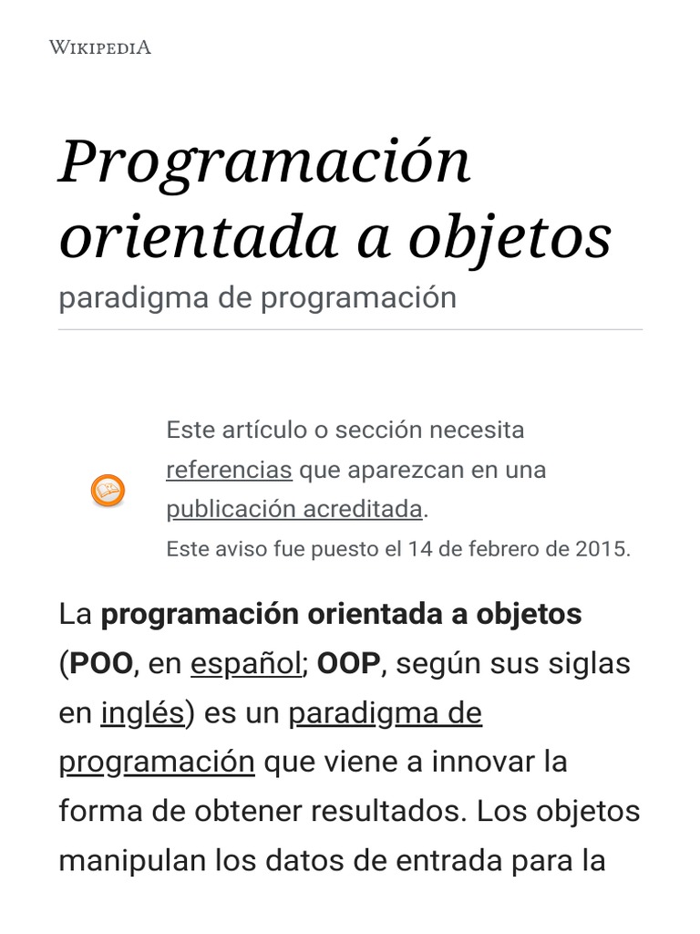 Programación Orientada A Objetos - Wikipedia, La Enciclopedia Libre ...