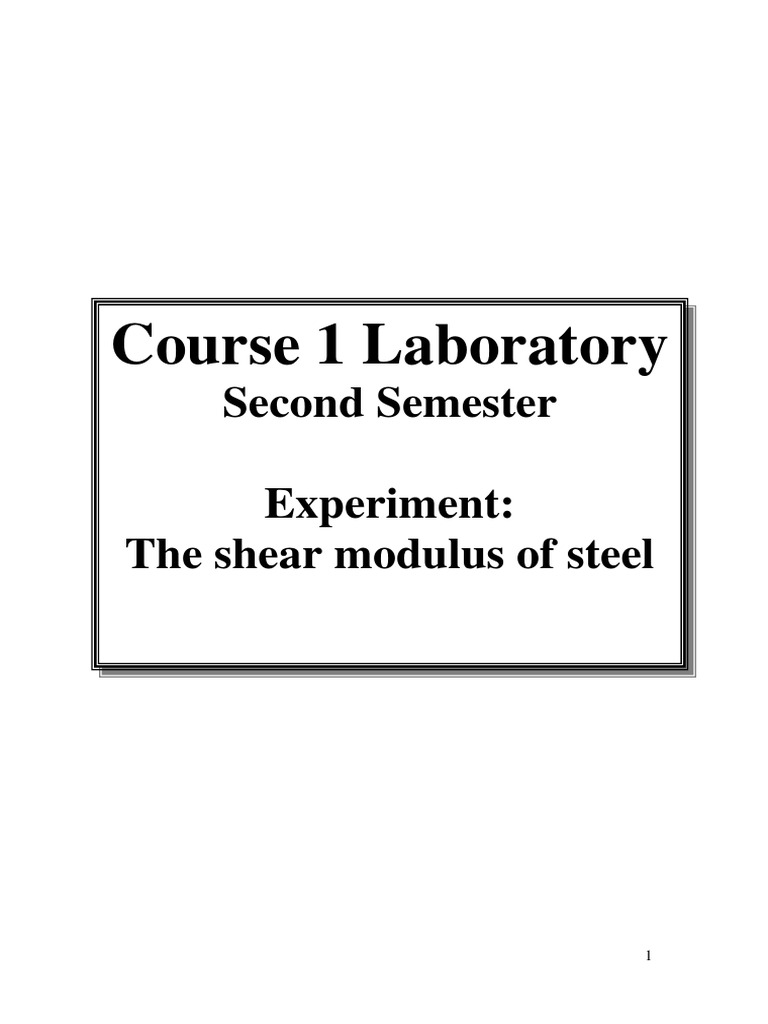 Measuring the Shear Modulus of Steel Through Torsional Oscillation ...
