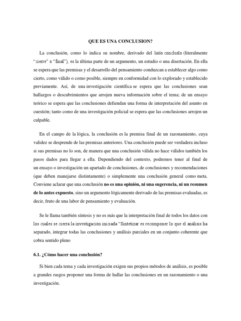 Que Es Una Conclusion | PDF | Razón | Argumento
