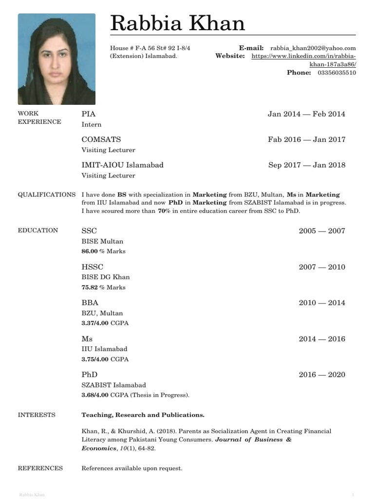 CV Format | PDF | Learning