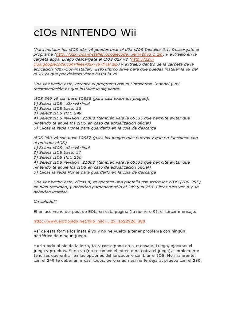 Cios Nintendo Wii | PDF | Wii | Ios