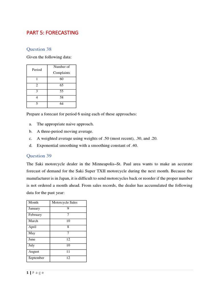OPIM Forecasting | PDF | Moving Average | Forecasting