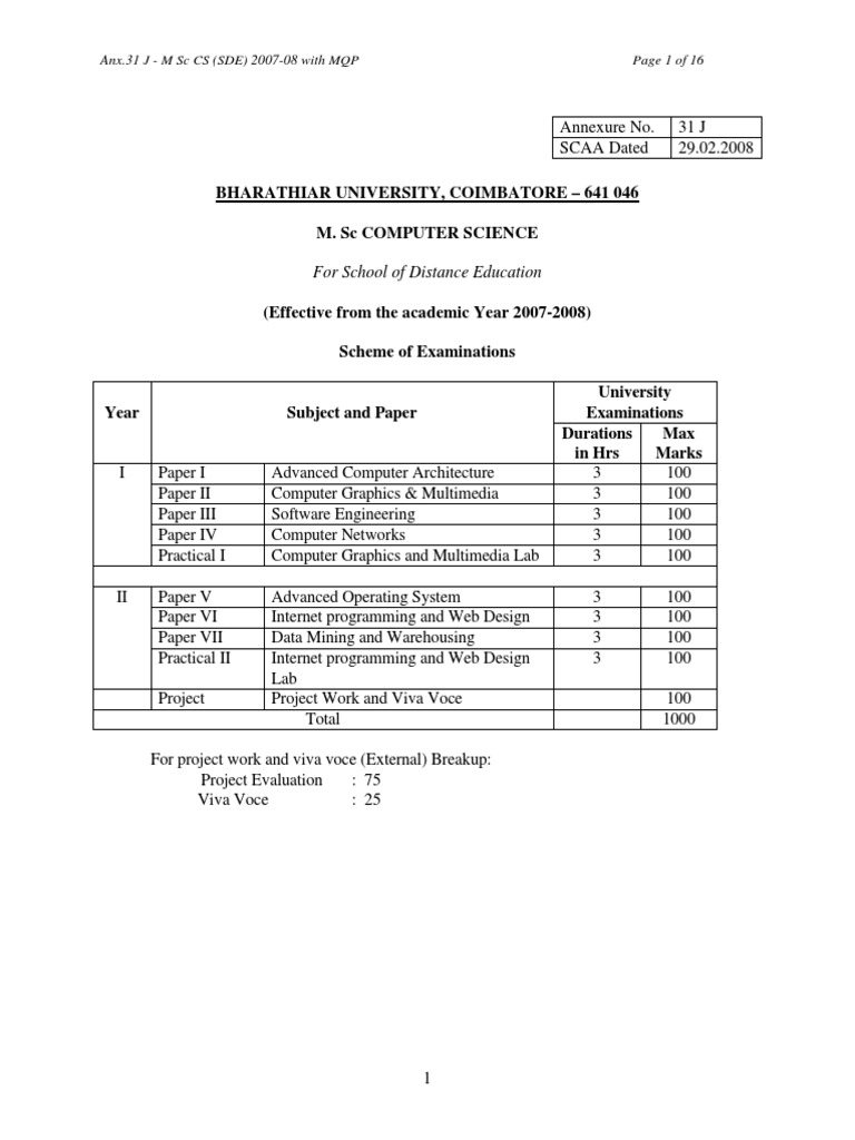 Bharathiar University, Coimbatore - 641 046 M. SC Computer Science ...