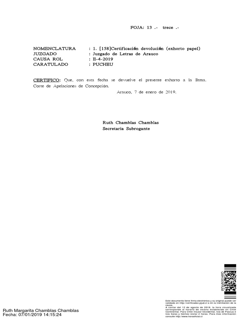 Devolución Exhorto | PDF