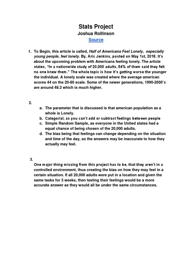 Stats Project | PDF | Statistics | Psychological Concepts