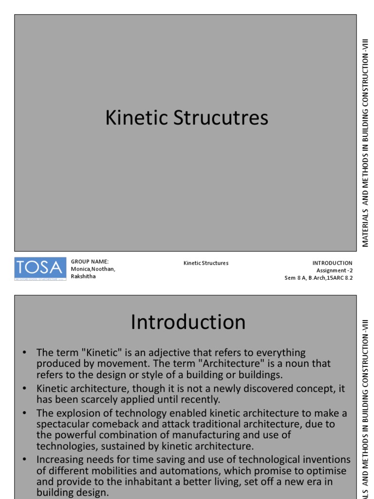Kinetic Strucutres: Group Name: Monica, Noothan, Rakshitha Assignment - 2 Sem 8 A, B.Arch, 15ARC ...