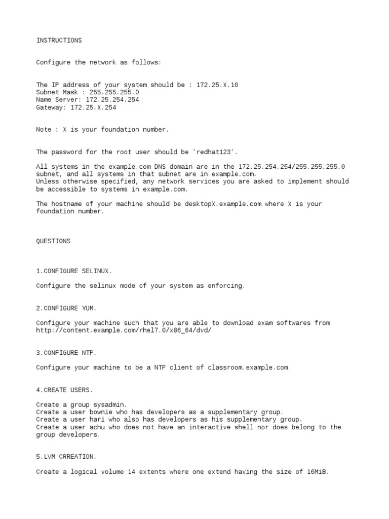 Scripts Rhcsa | PDF | Operating System Technology | Network Architecture Scripts Rhcsa | PDF | Operating System Technology | Network Architecture