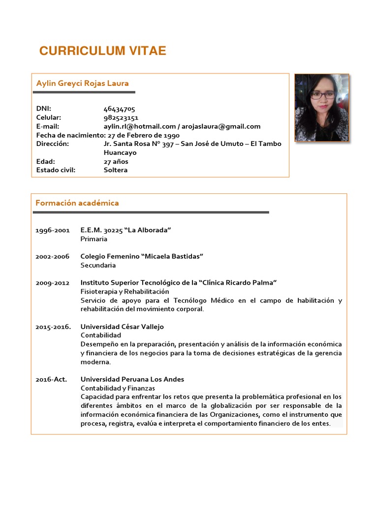 Curriculum Vitae | PDF | Terapia física | Perú