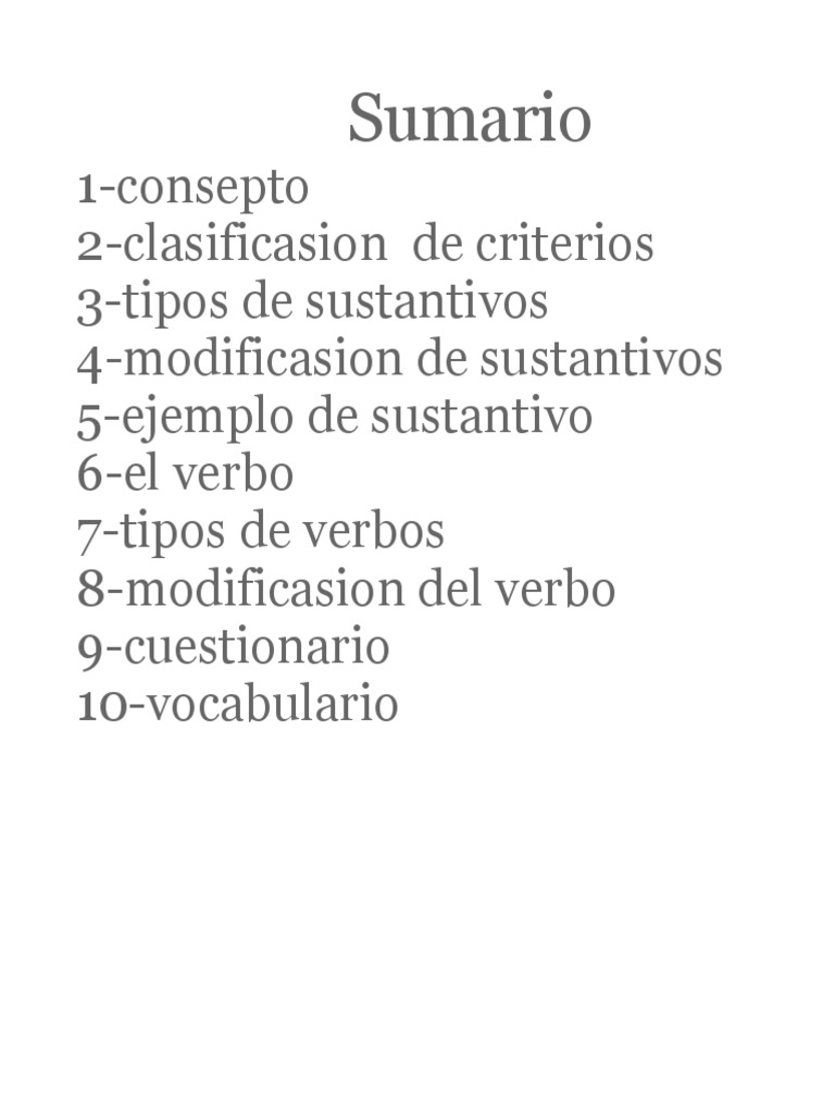 Sumario | Descargar gratis PDF | Verbo | Asunto (gramática)