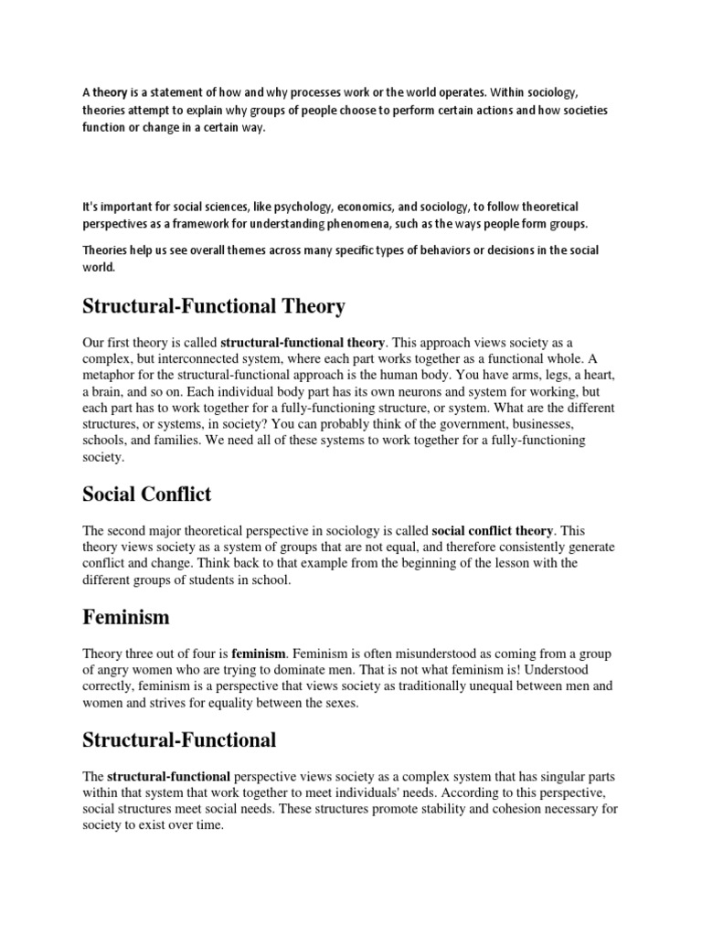 Structural-Functional Theory | PDF | Sociology | Social Conflict