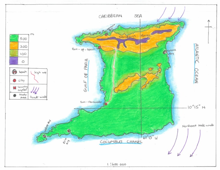 map of trinidad (geography SBA)