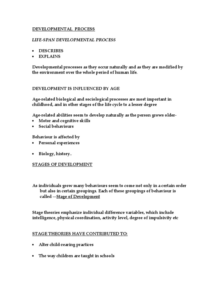 Life-Span Developmental Process: Describes Explains | PDF