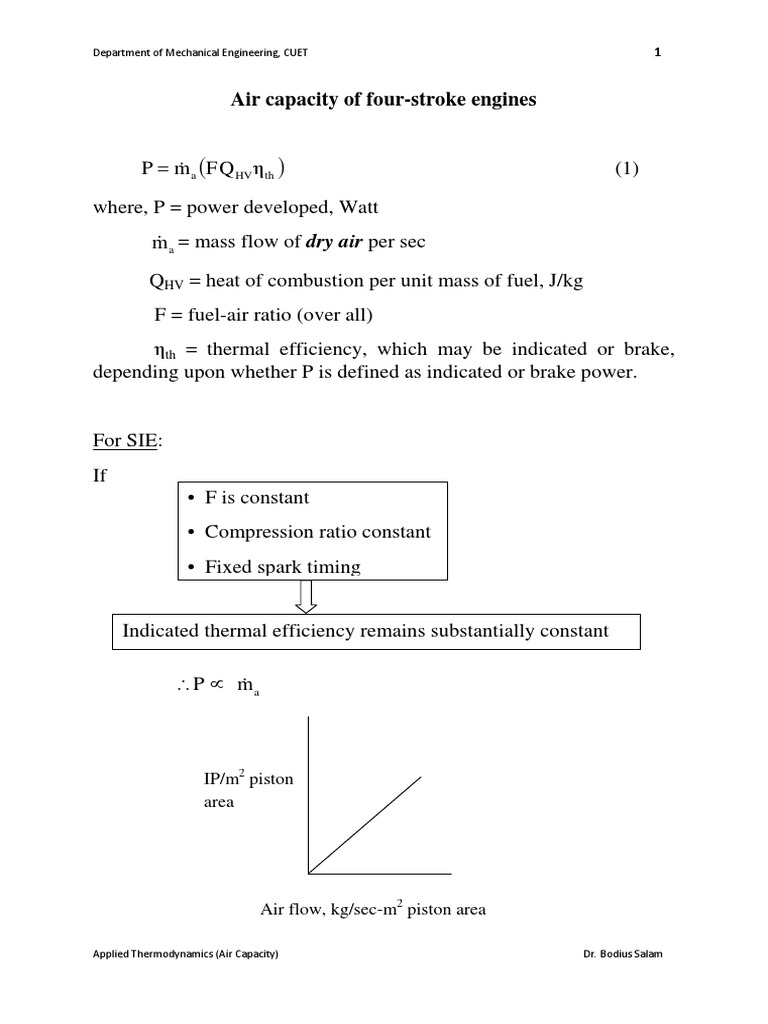 Air Capacity of Four-Stroke Engines: IP/m Piston Area | PDF | Internal ...
