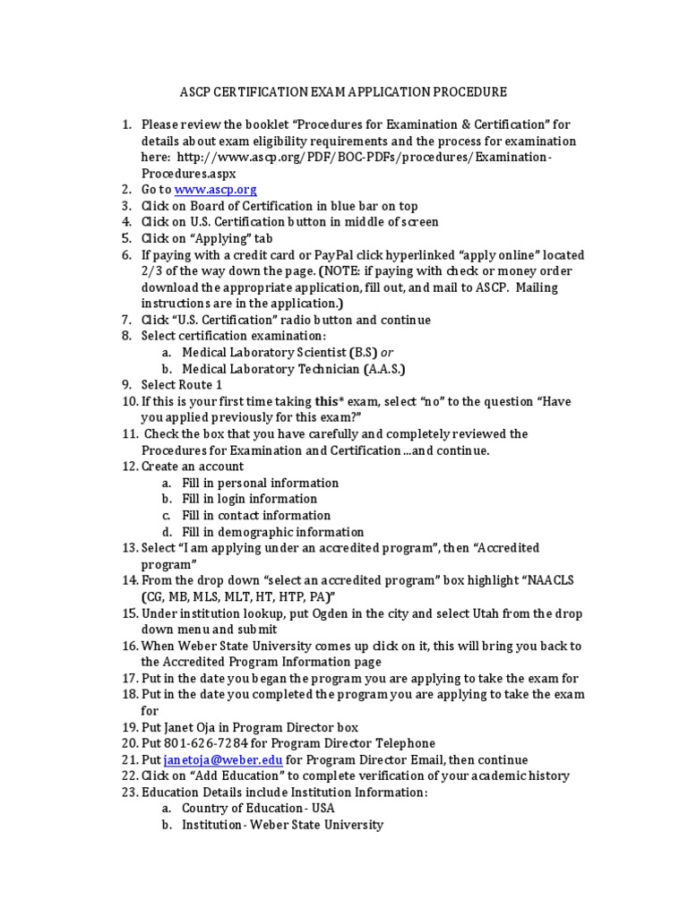 ASCP Exam Application Guide | PDF | University And College Admission | Academic Degree