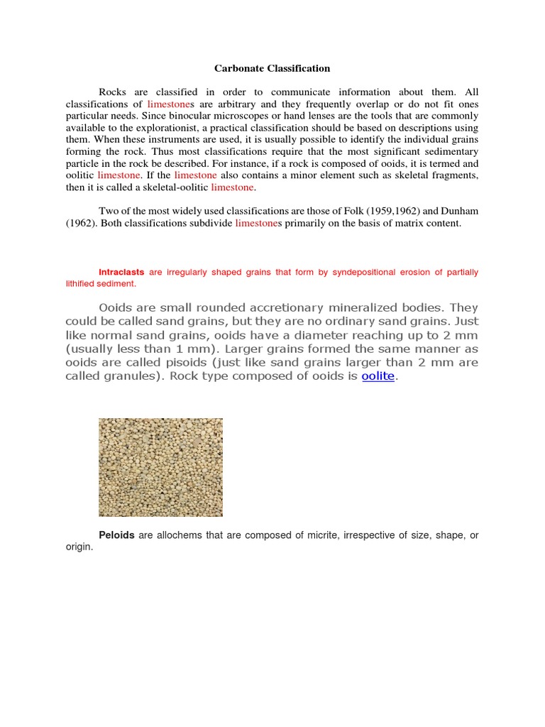 Limestone: Carbonate Classification | PDF | Limestone | Sedimentary Rock