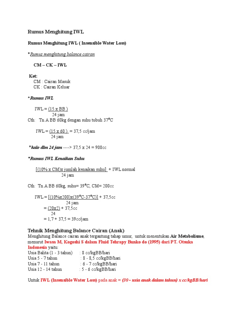 Rumus Menghitung IWL | PDF