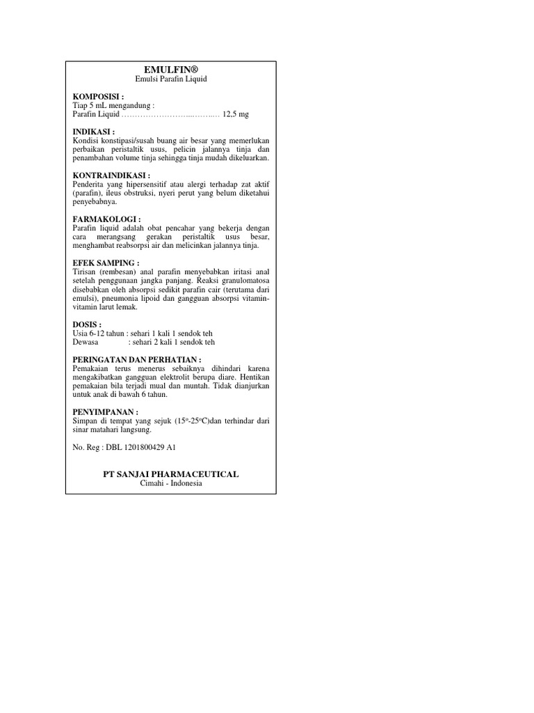Brosur Emulsi Paraffin Liquid | PDF