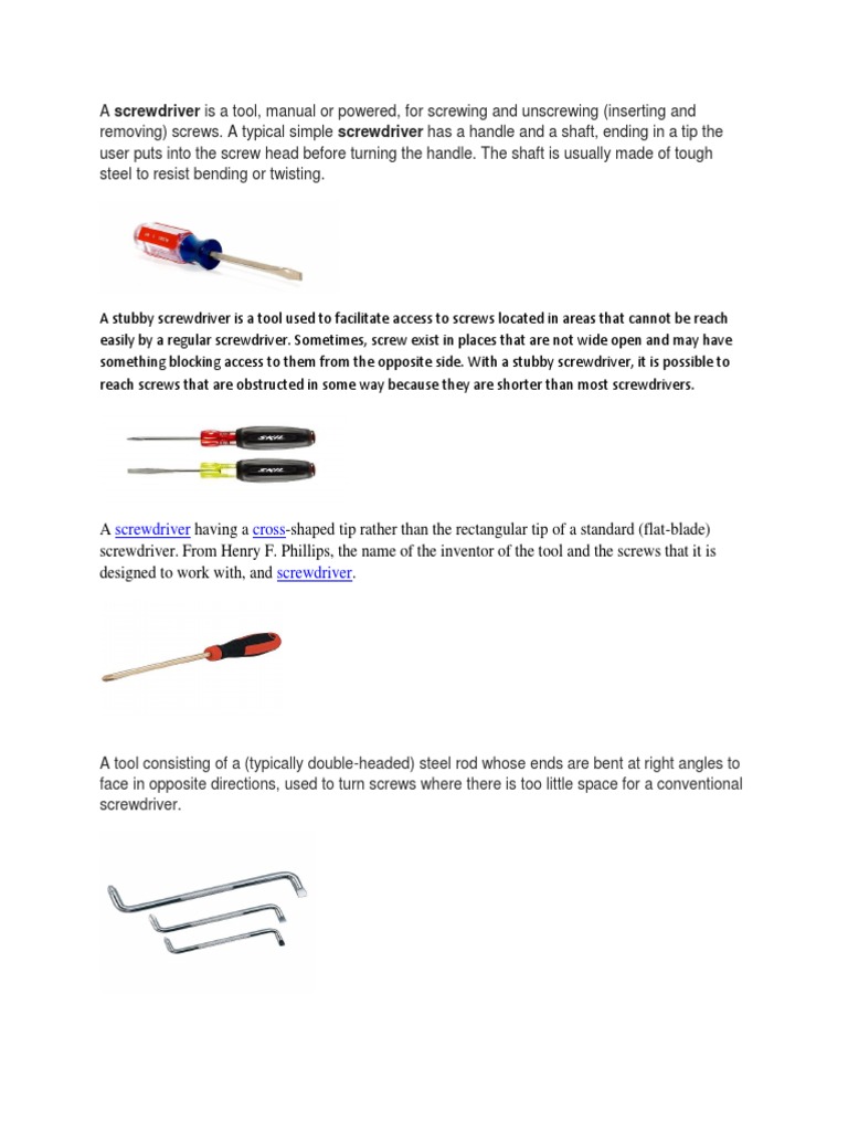 Screwdriver Cross Screwdriver | PDF | Drill | Nut (Hardware)