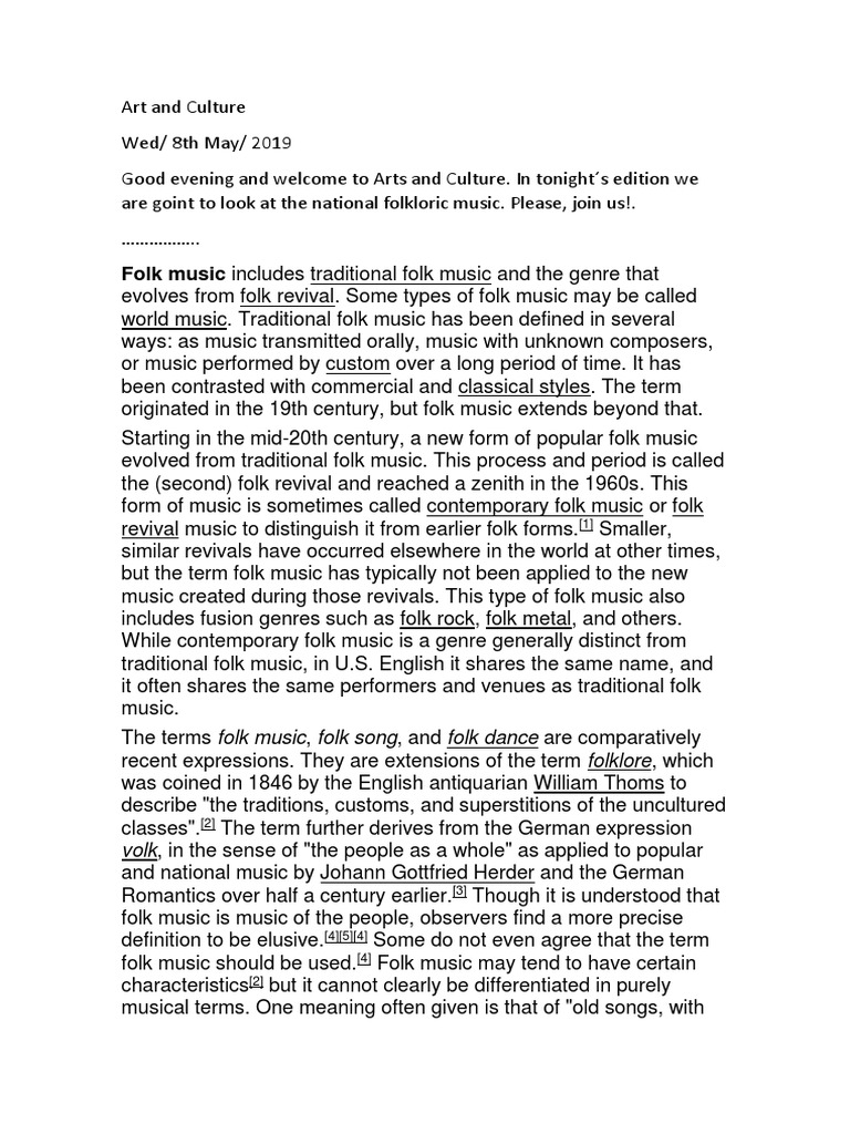 Folk Music Includes Traditional Folk Music and The Genre That ...