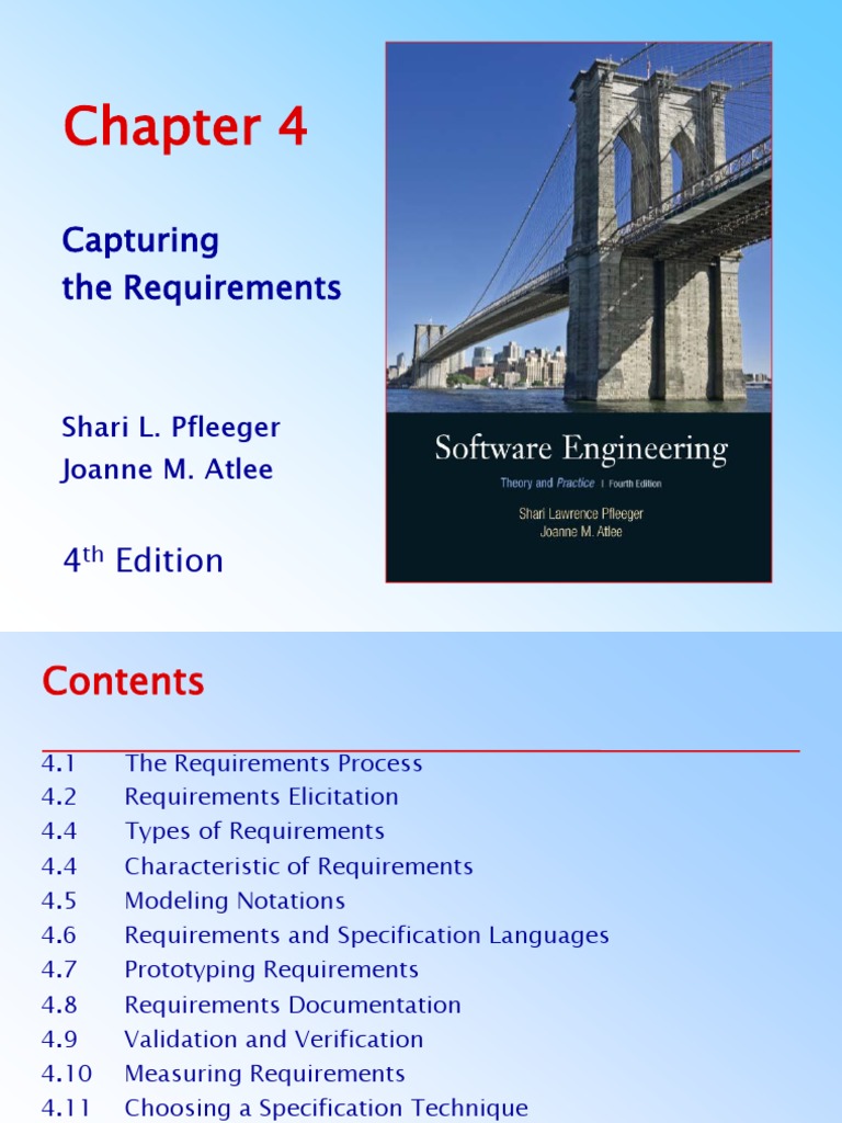 Capturing The Requirements: Shari L. Pfleeger Joanne M. Atlee | PDF ...
