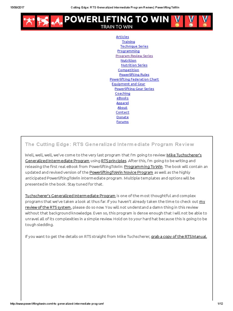 Intermediate Guide To RTS Powerlifting Program | Download Free PDF ...