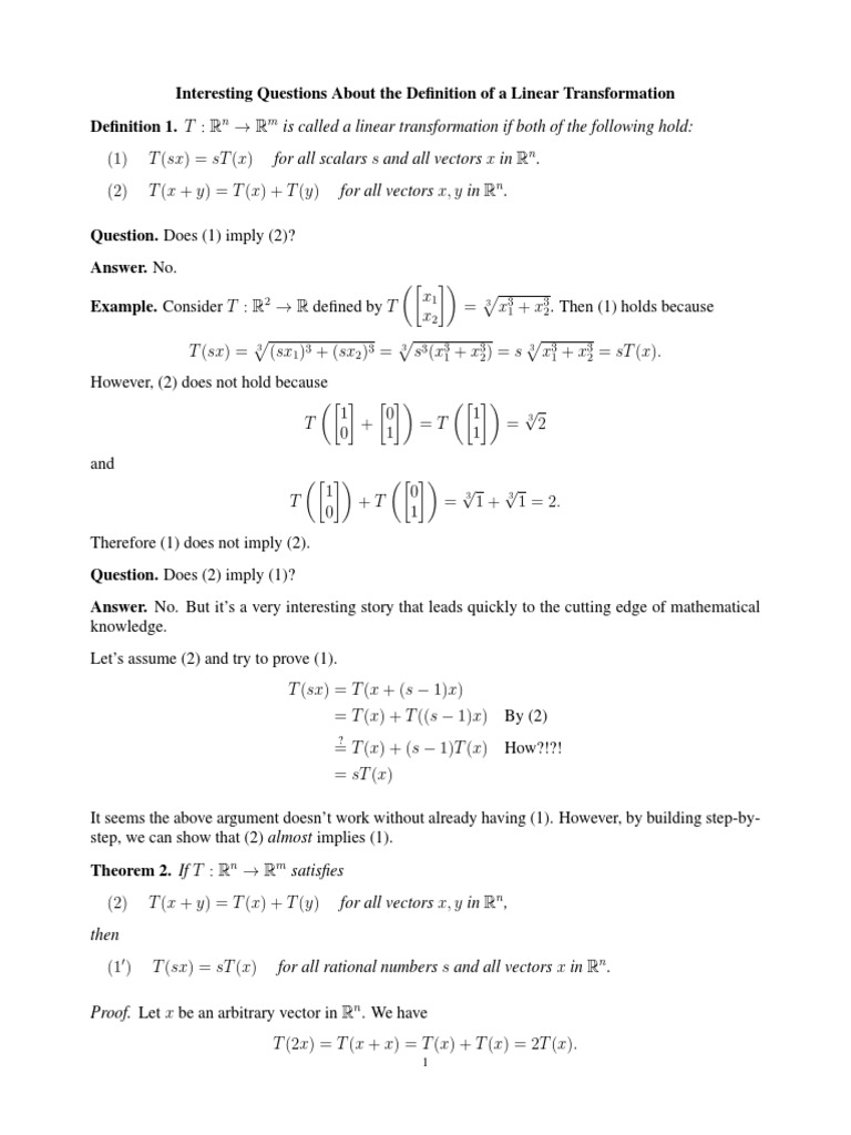 Does Linearity Imply Additivity? An Exploration of the Relationship ...