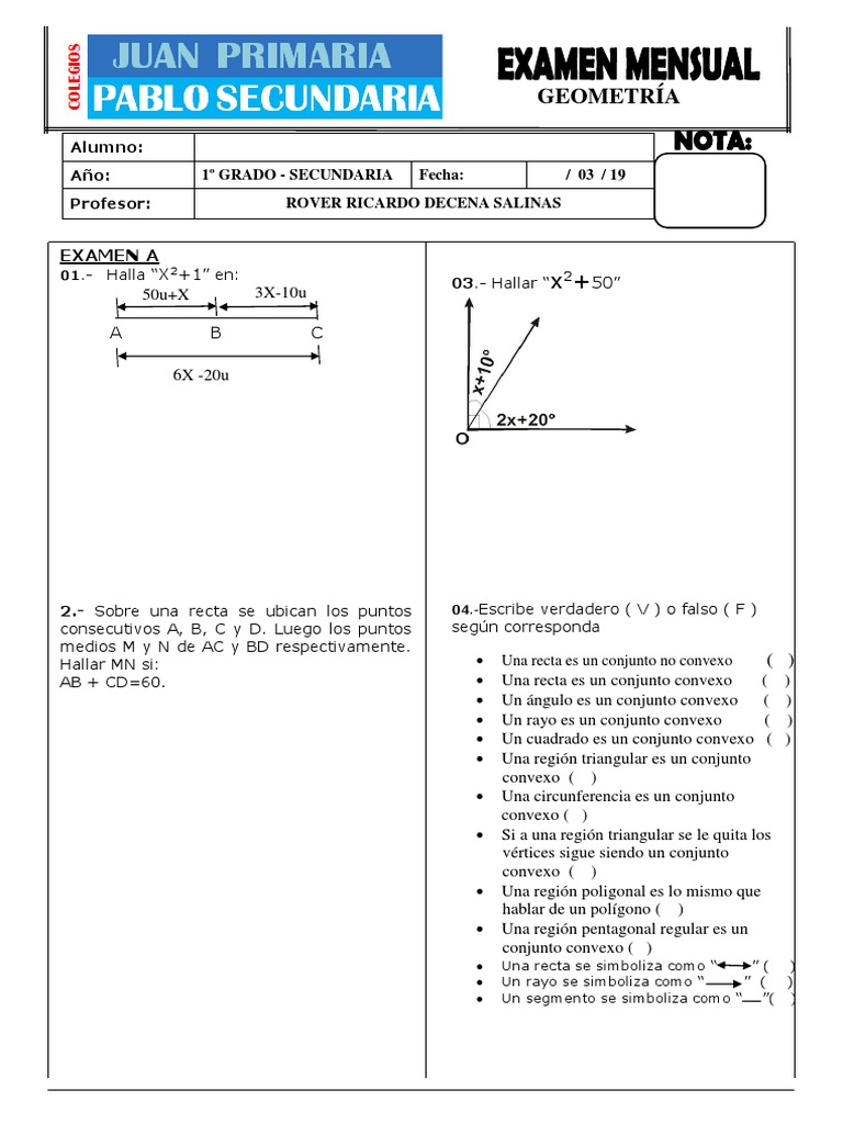 1ero Secundaria Geometria | PDF | Conjunto convexo | Triángulo