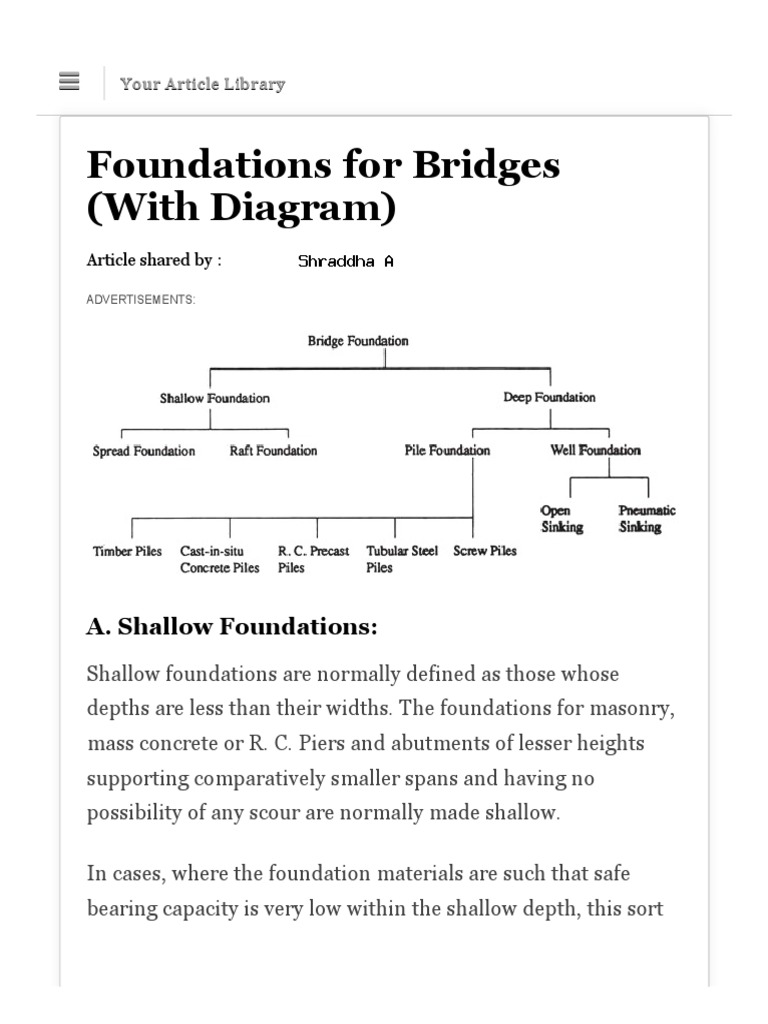 Foundations For Bridges | PDF | Deep Foundation | Foundation (Engineering)