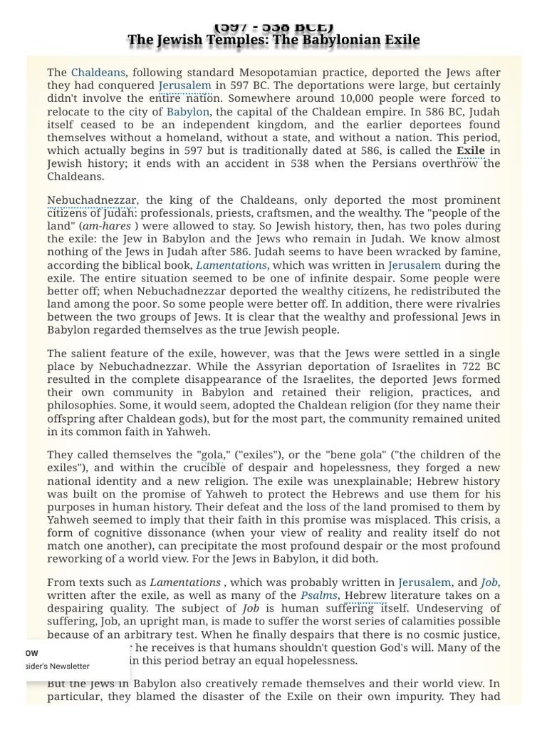 The Babylonian Exile PDF | PDF | Babylonian Captivity | Kingdom Of Judah