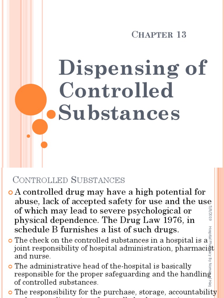 Chapter 13 Dispensing of Controlled Substances | PDF | Medical ...