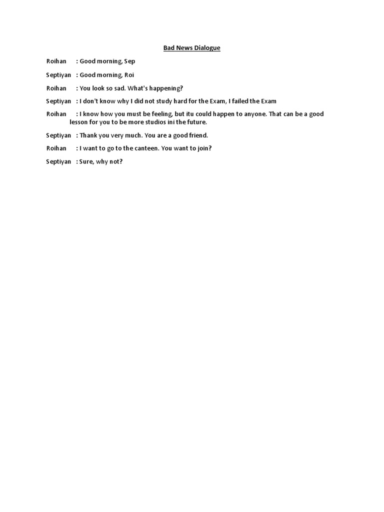 Bad News Dialogue | PDF | Self-Improvement