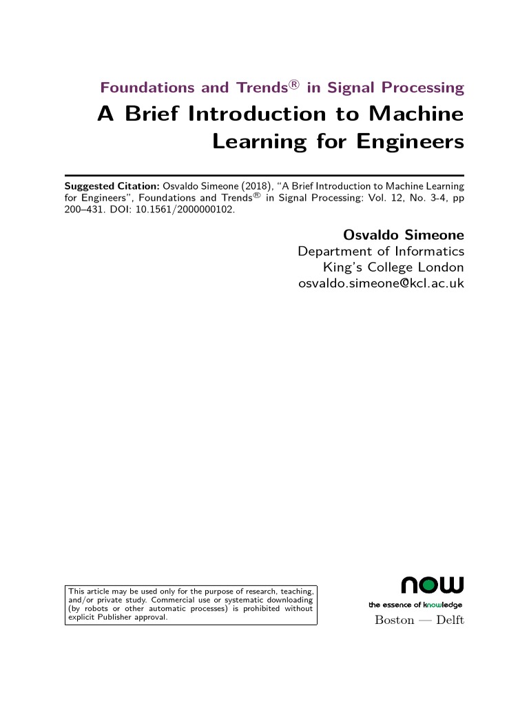 Brief Intro To ML PDF | PDF | Machine Learning | Loss Function
