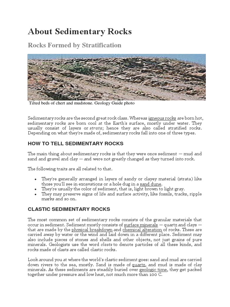 About Sedimentary Rocks | PDF | Sedimentary Rock | Clastic Rock
