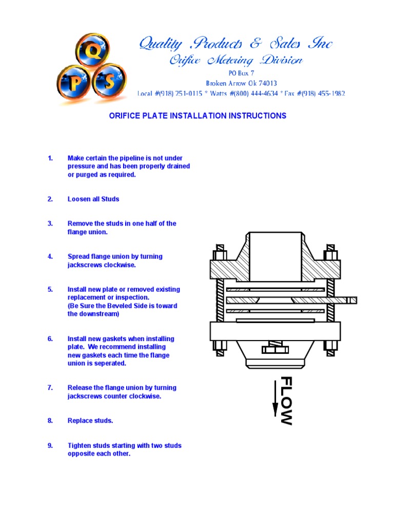 Orifice Plate Installation Instructions | PDF | Home & Garden