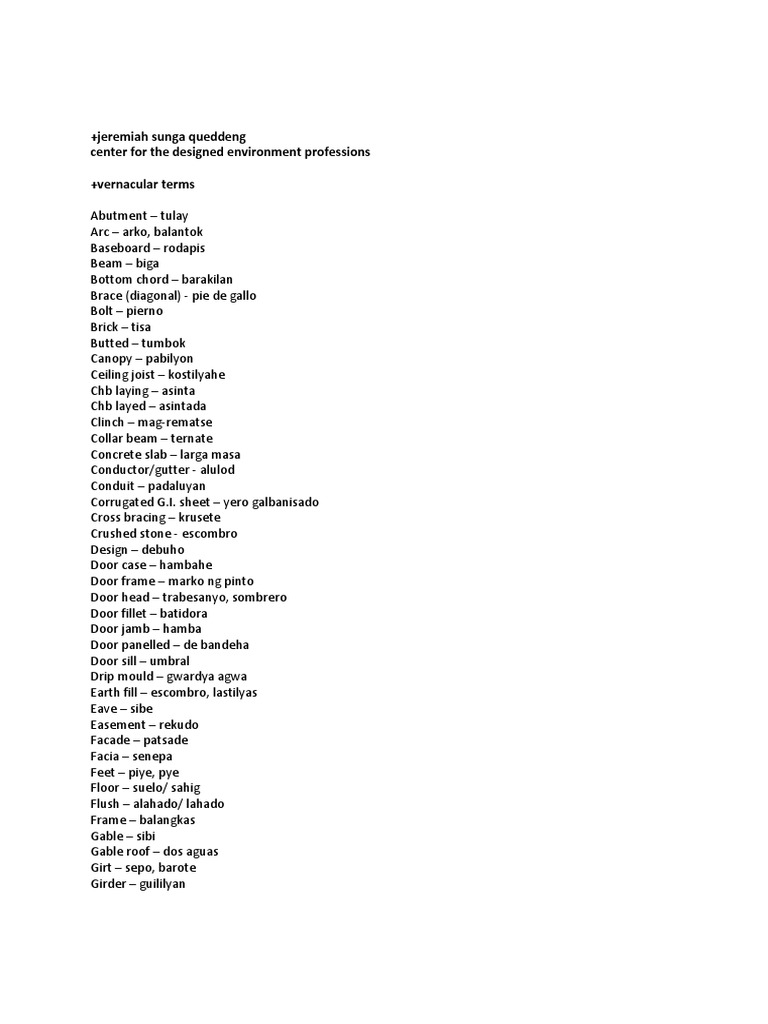 English Translations of Construction Terms | PDF | Masonry | Building ...