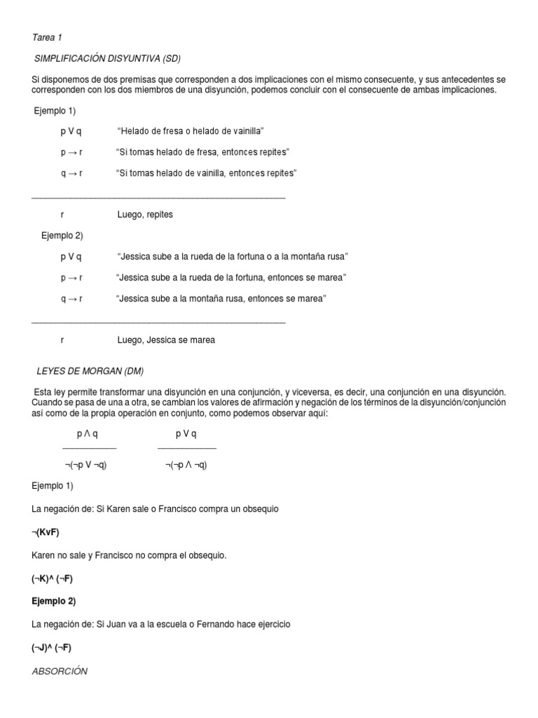 Simplificación Disyuntiva | PDF | Sintaxis (Lógica) | Verdad
