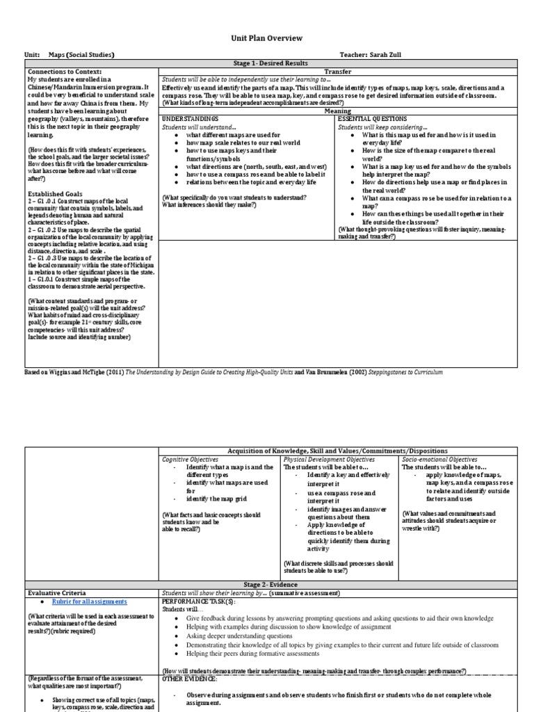 Unit Overview Template - 3 | PDF | Educational Assessment | Rubric ...