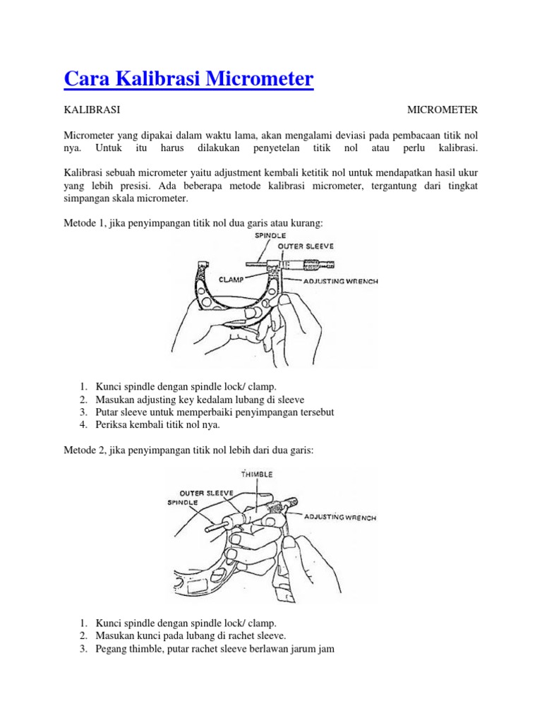 Cara Kalibrasi Micrometer | PDF