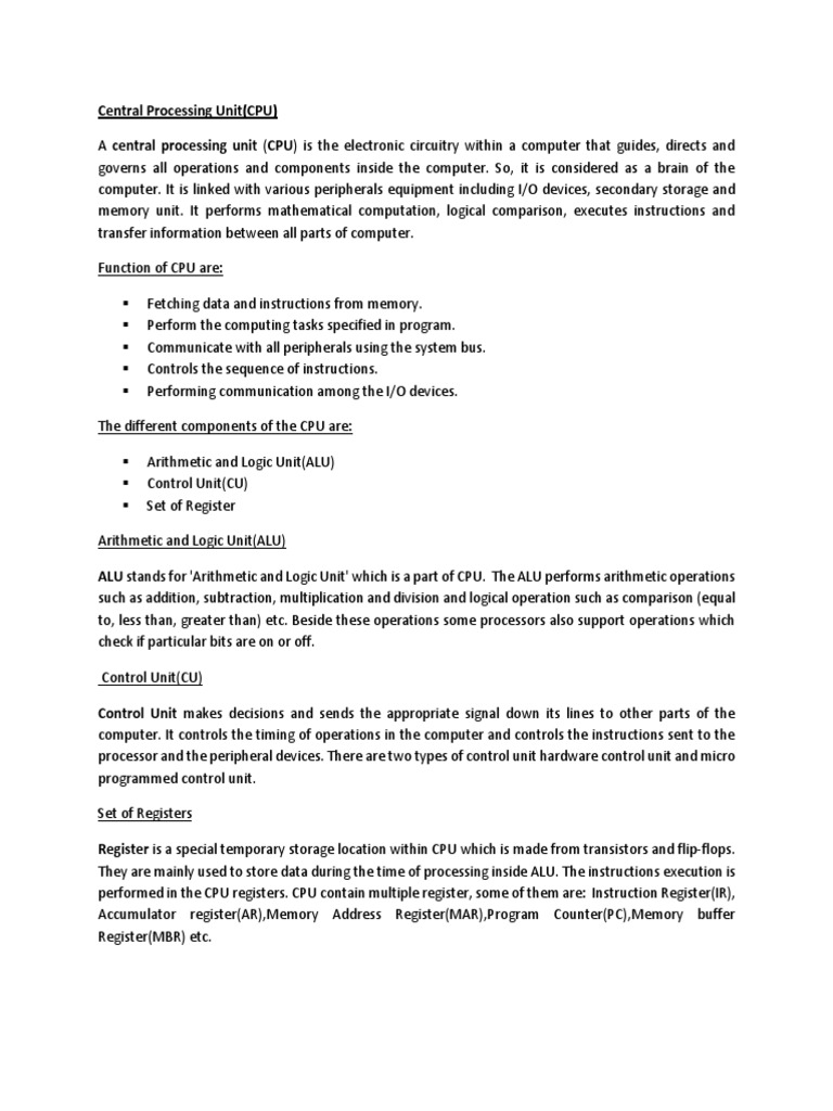 Central Processing Unit | PDF | Central Processing Unit | Computer Data Storage