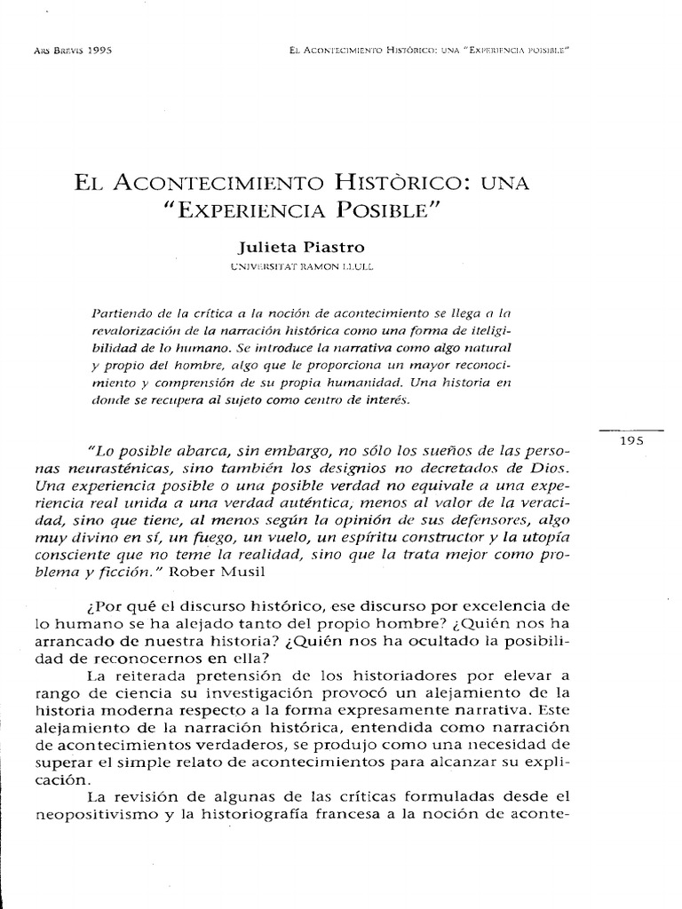 Acontecimiento histórico.pdf | Historiografía | Narrativa
