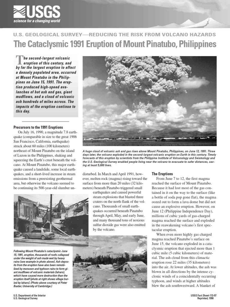 The Cataclysmic 1991 Eruption of Mount Pinatubo, Philippines | PDF ...
