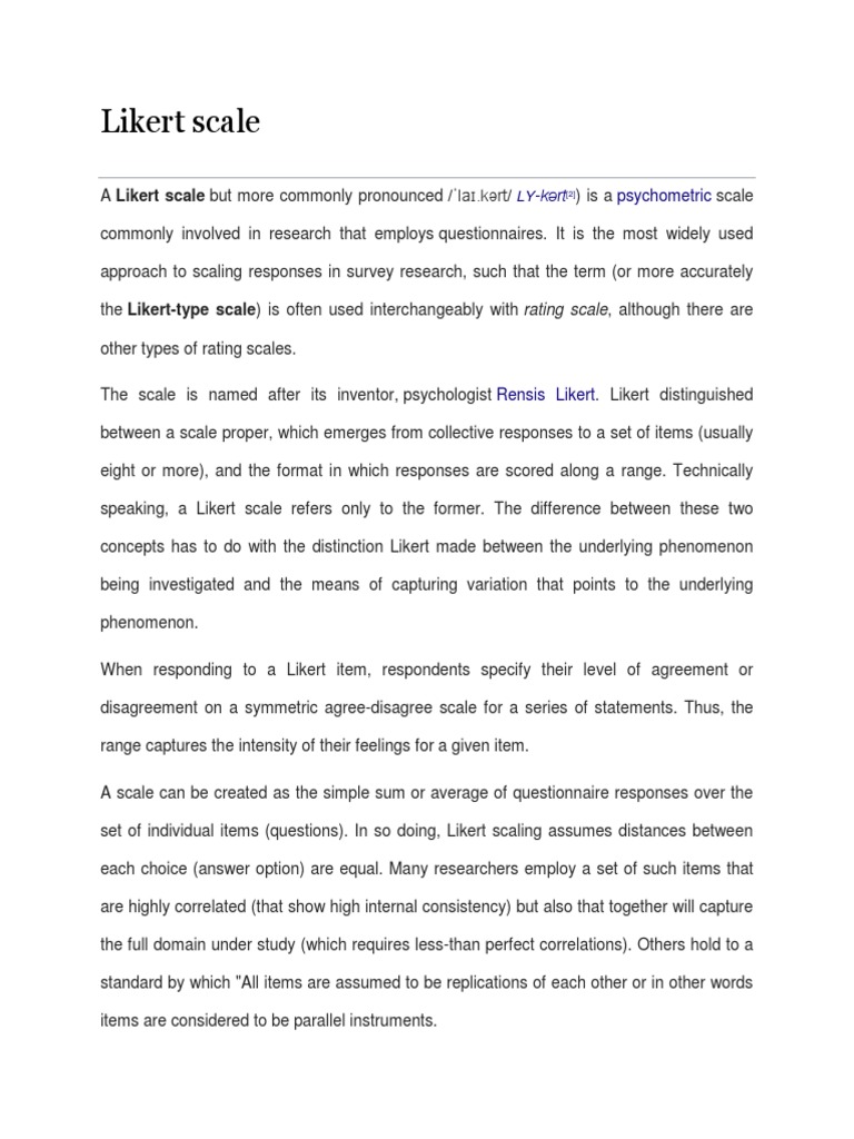 Likert Scale | PDF | Likert Scale | Research Methods