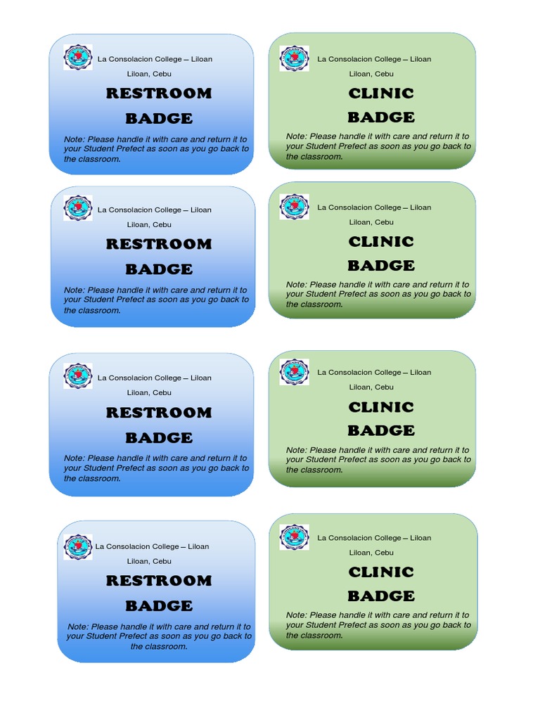 Restroom Badge Clinic Badge | PDF