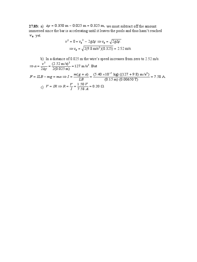 Physics Calculations for Acceleration and Speed | PDF