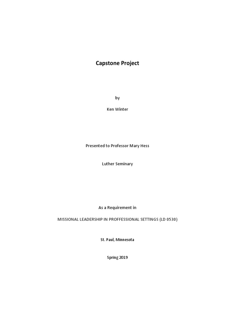 Capstone Project: by Ken Winter | PDF | Mental Disorder | Trinity