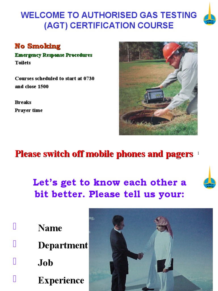 Welcome To Authorised Gas Testing (Agt) Certification Course | PDF ...