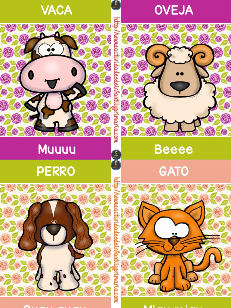 Tarjetas Onomatopeyas de Animales 1 5 | PDF